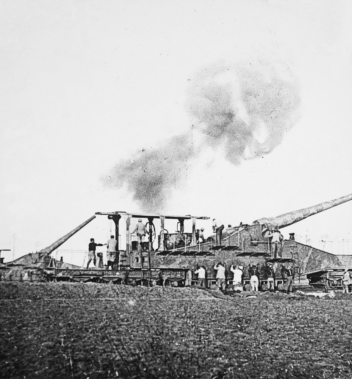 Our 16-Inch Railway Guns Demolish the Hun Concrete Emplacements and ...