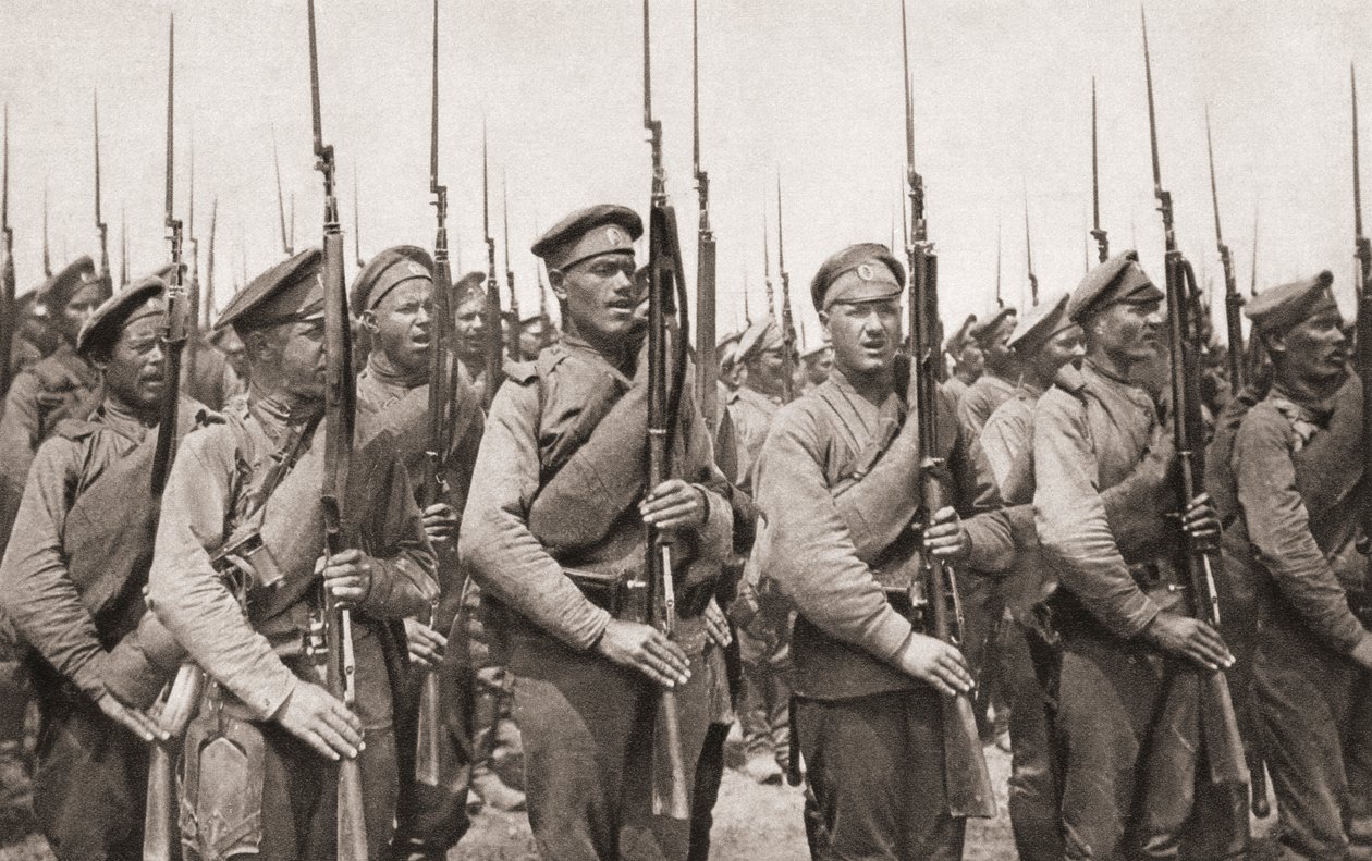 Russian Infantry on Parade and Presenting Arms During World War One ...