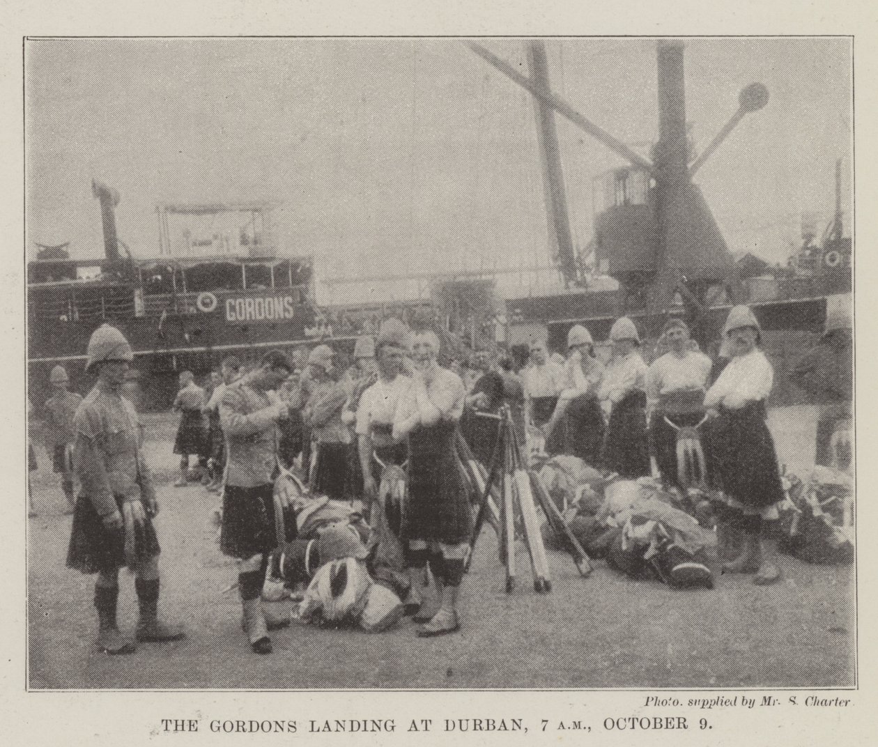 The Gordons Landing at Durban, 7 am, 9 October