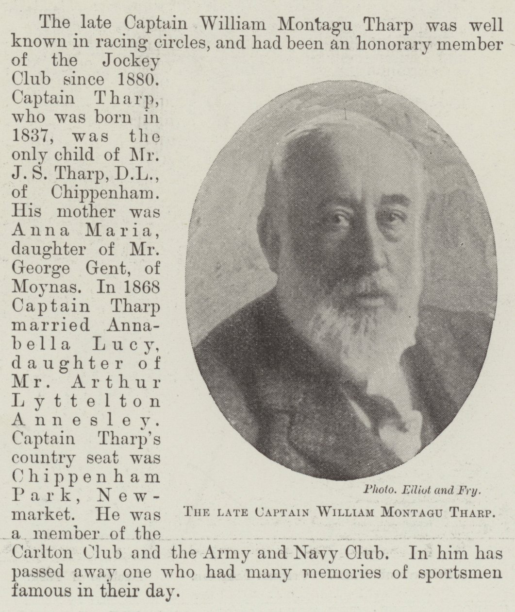 The Late Captain William Montagu Tharp