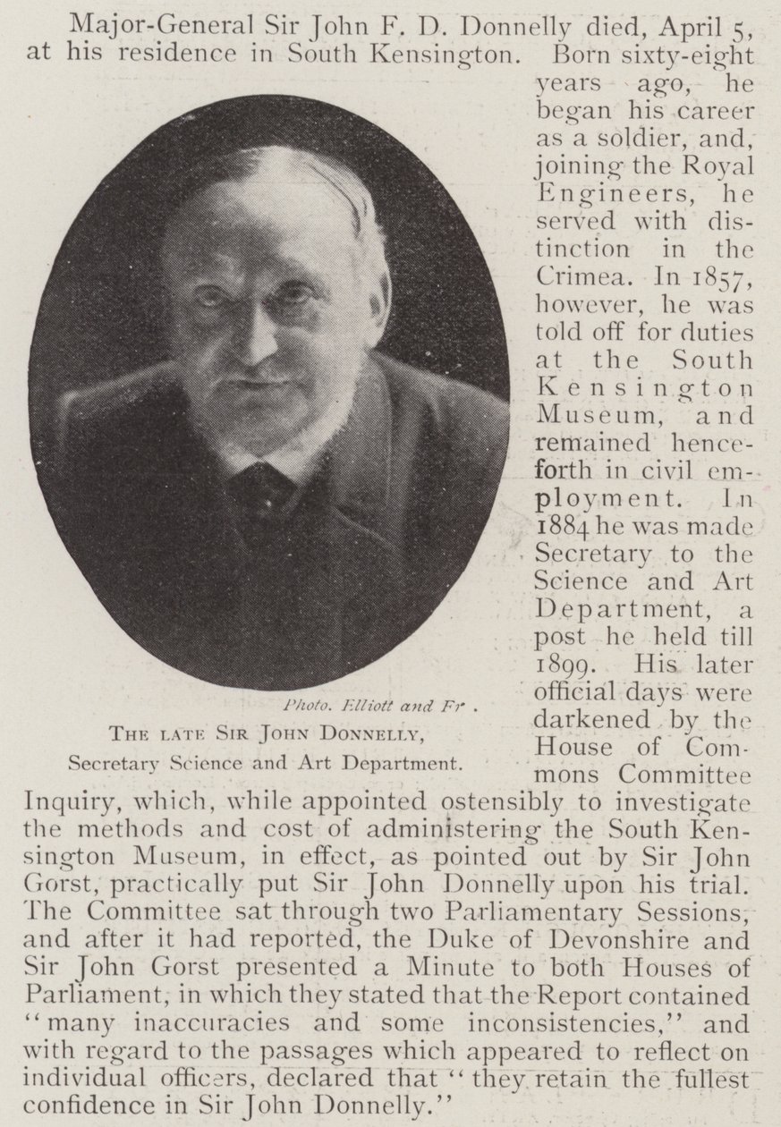The Late Sir John Donnelly, Secretary Science and Art Department