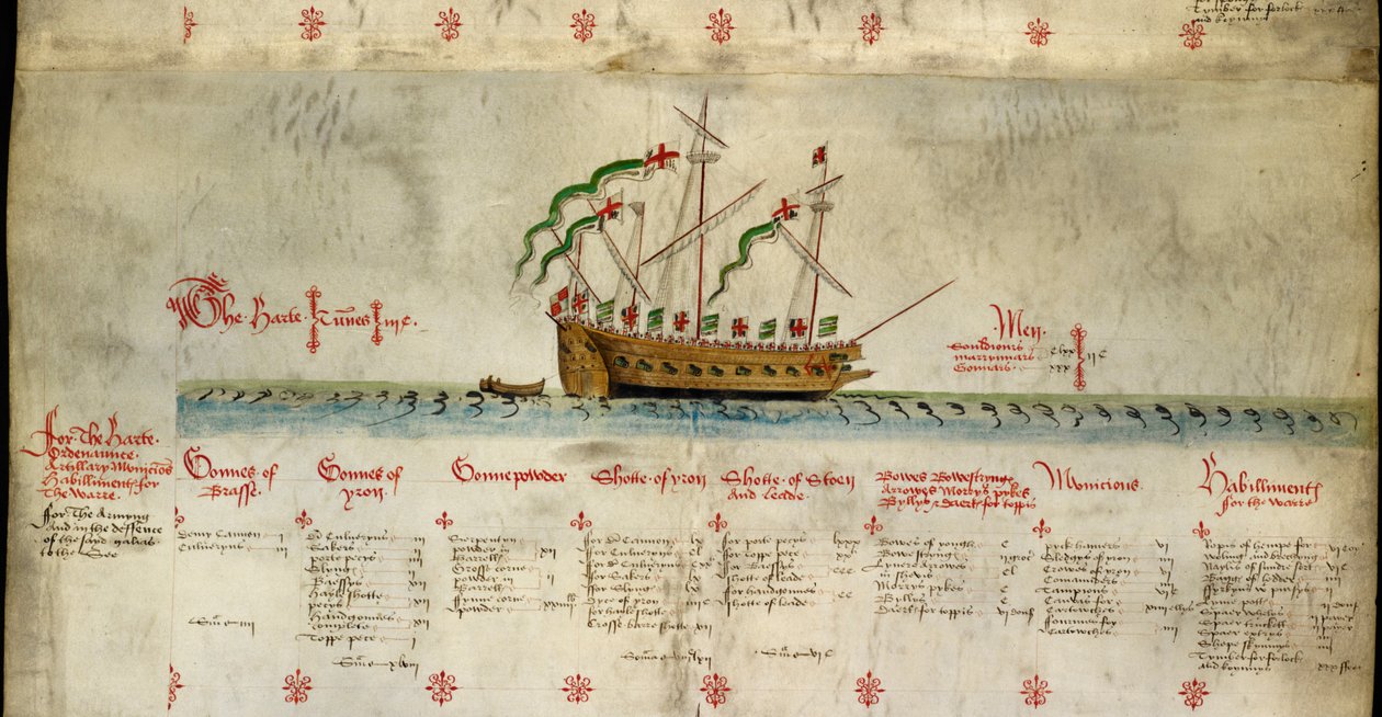 The Harte, with details of her crew and armament, from 'The Anthony Roll'