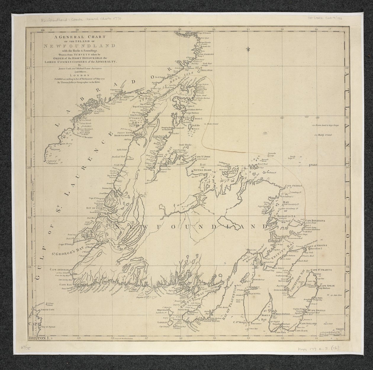 A General Chart of the Island of Newfoundland with the Rocks ...