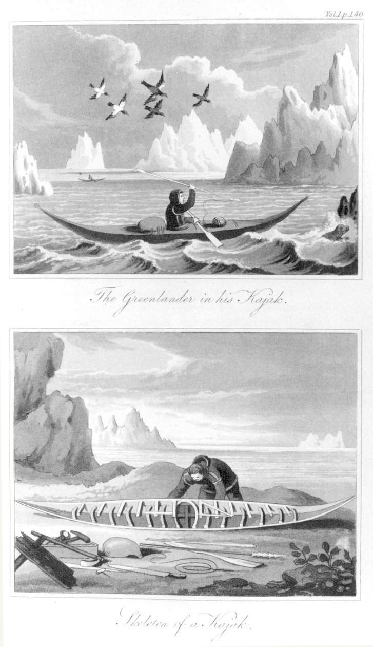 A Greenlander and His Kayak, from History of Greenland