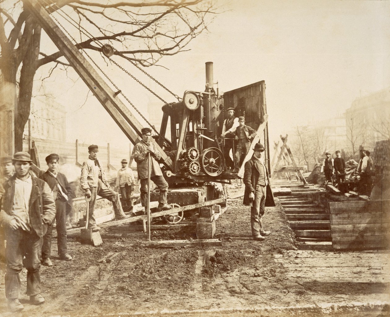 A Steam Crane in Operation During the Building of the Circle Line at ...