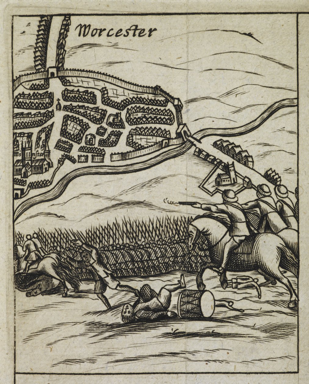 Battle of Worcester scene, from 'The History of his Sacred Majesties ...