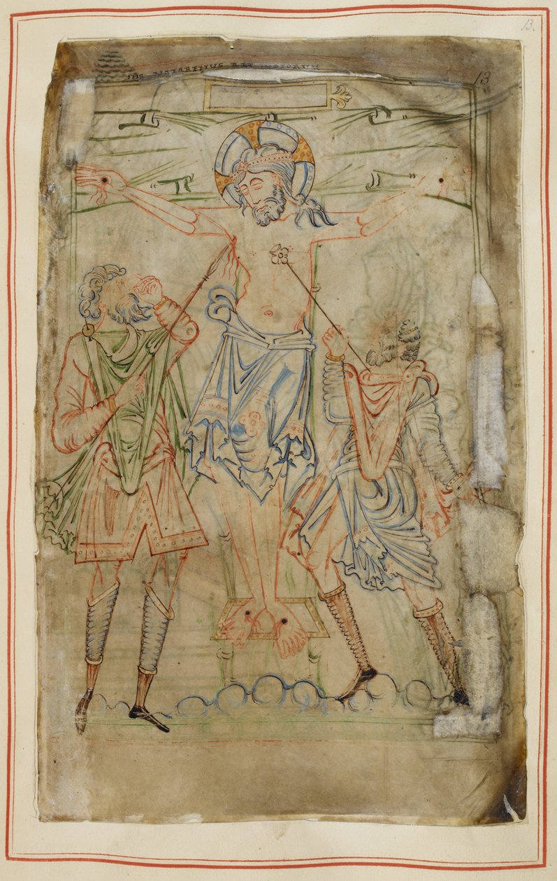 The Crucifixion, from the Tiberius Psalter by English School