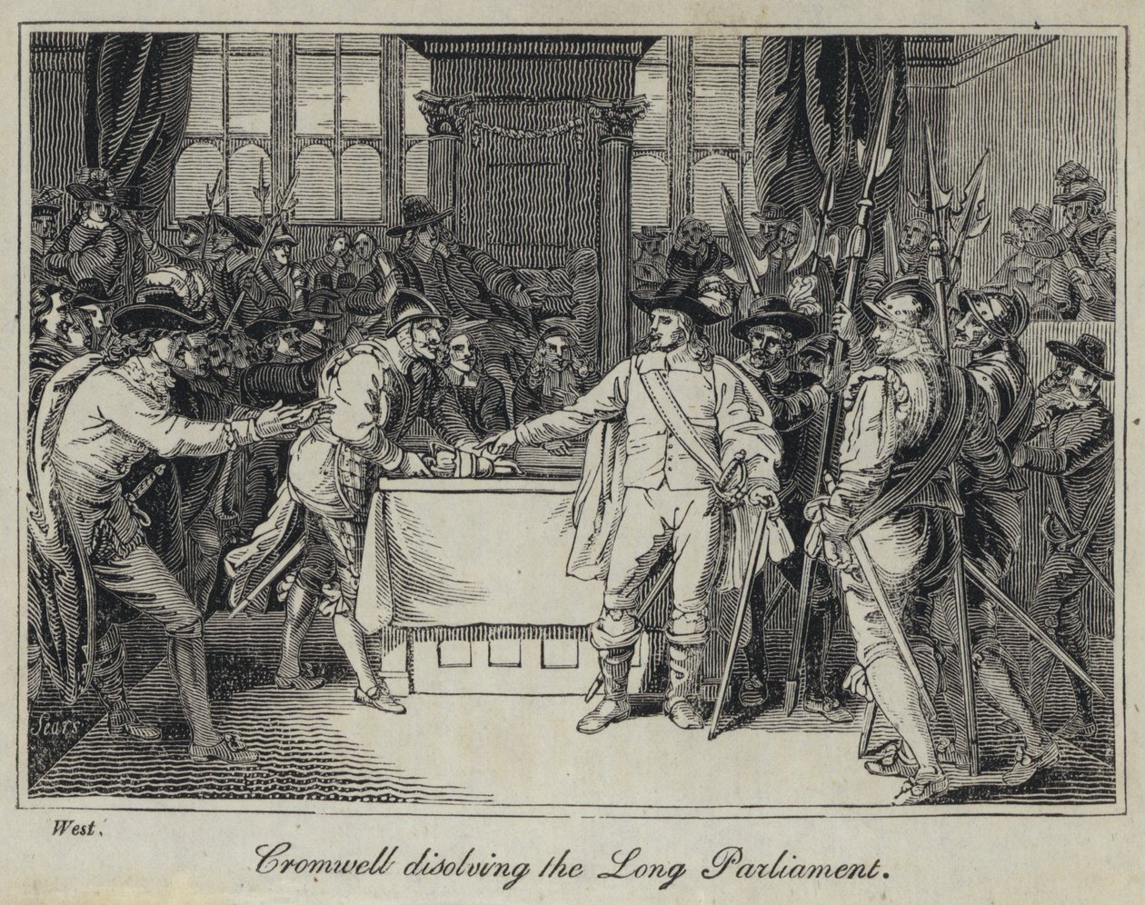 Cromwell Dissolving the Long Parliament by English School