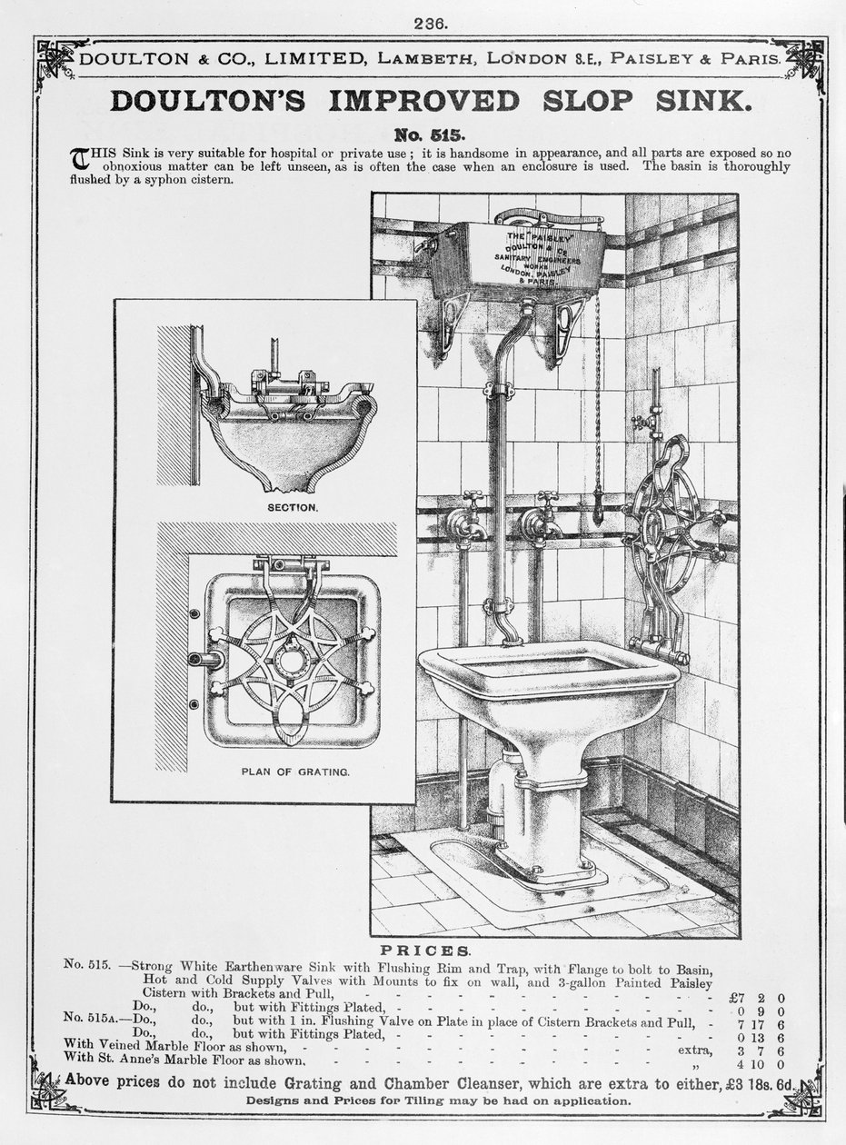 Doultons Improved Slop Sink, 19th Century by English School