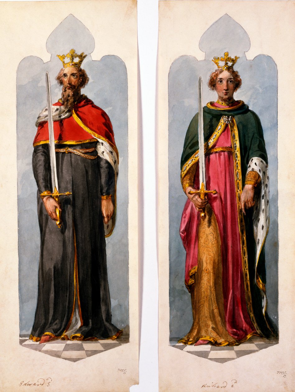 Edward II and Richard I by English School: Fine art print
