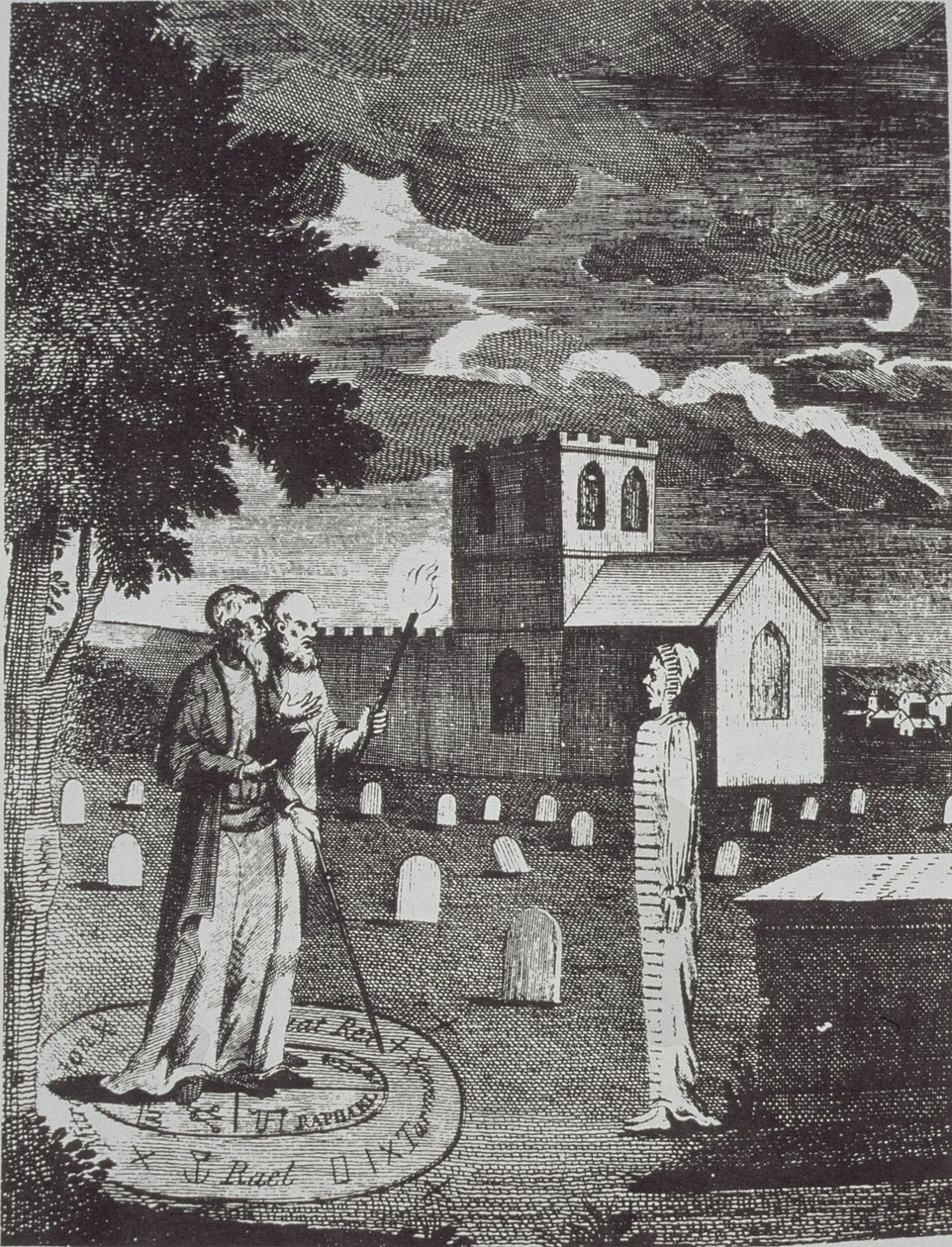 John Dee and Edward Kelly summoning the Dead, from a History of Magic ...