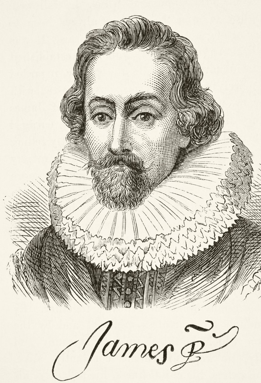 King James I of England by English School: Fine art print
