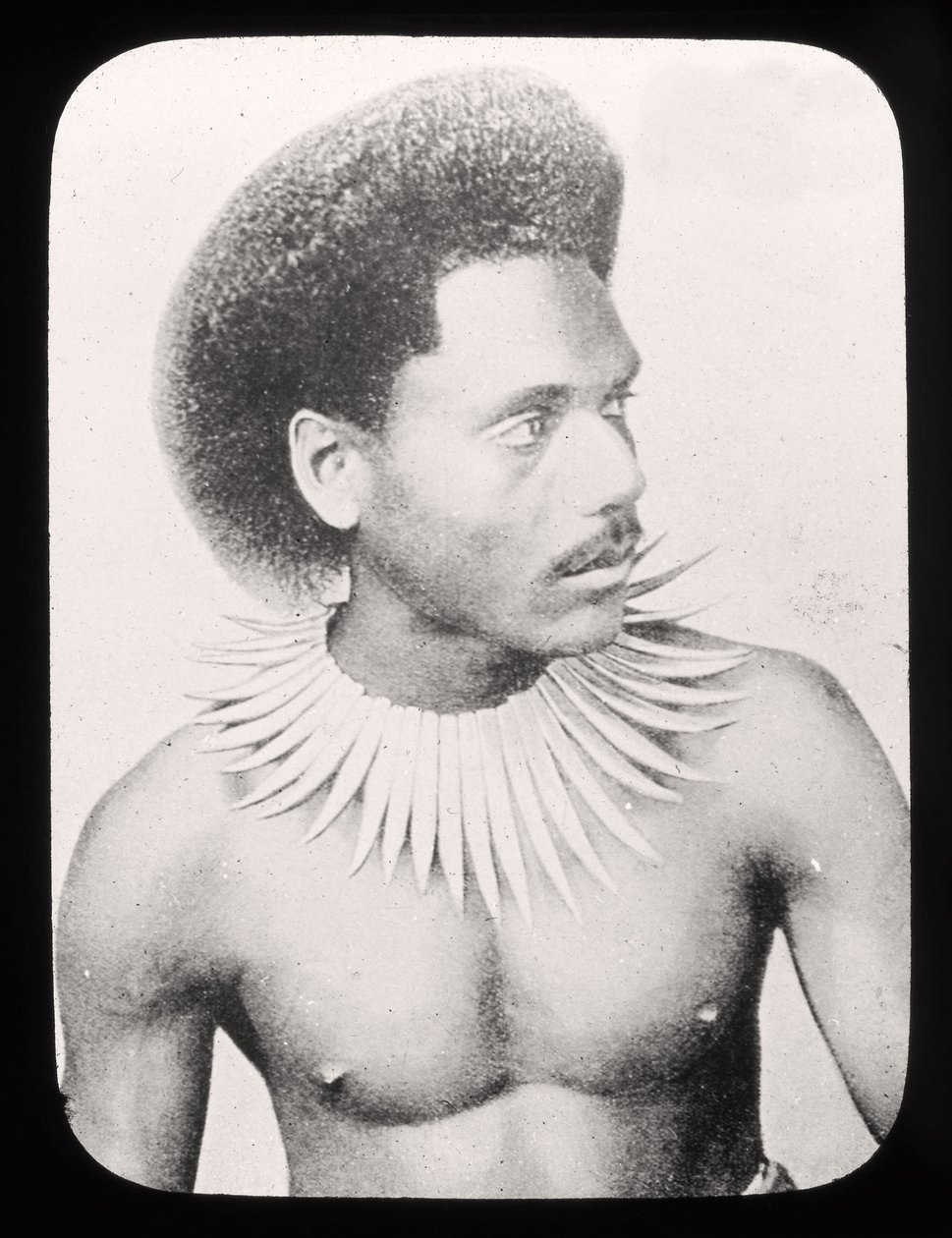 Magic Lantern Slide Showing a Fijian Chief in Traditional Costume c.1900