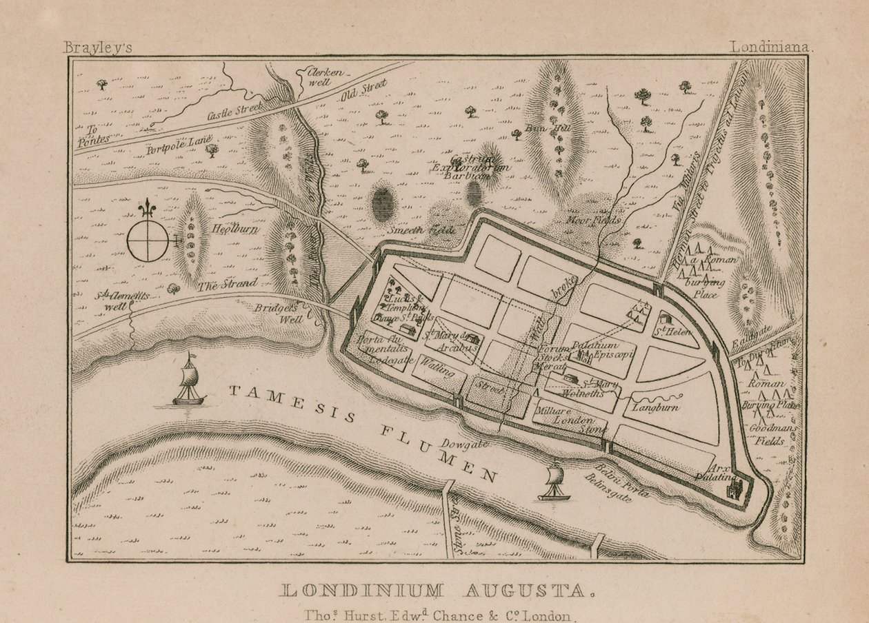 Map of Roman London by English School: Buy fine art print