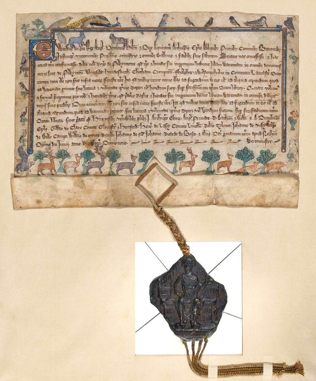 Free Warren Charter, grant of game rights by Edward I to Roger de ...