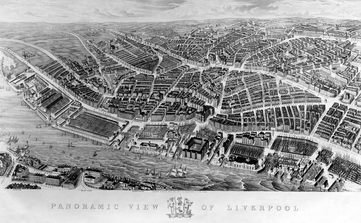 Panoramic View of Liverpool, after a watercolour by Ackerman, 1847