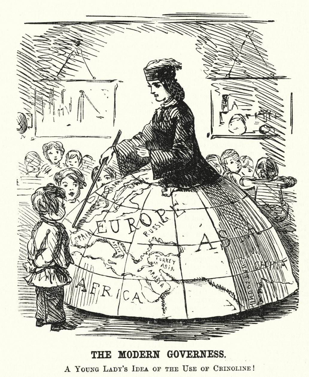 The Modern Governess - A Wide Hoop Skirt Serving as a Geography ...