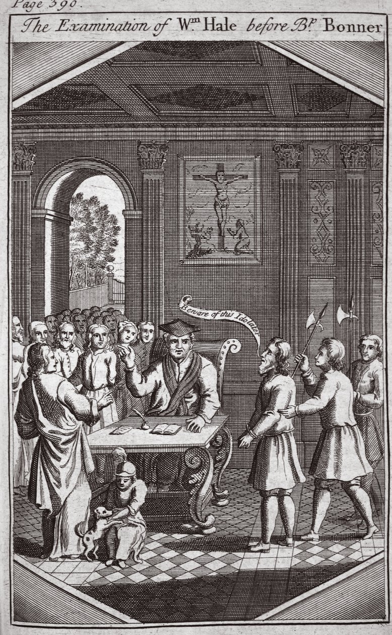 The Examination of William Hale before Bishop Bonner, illustration from ...