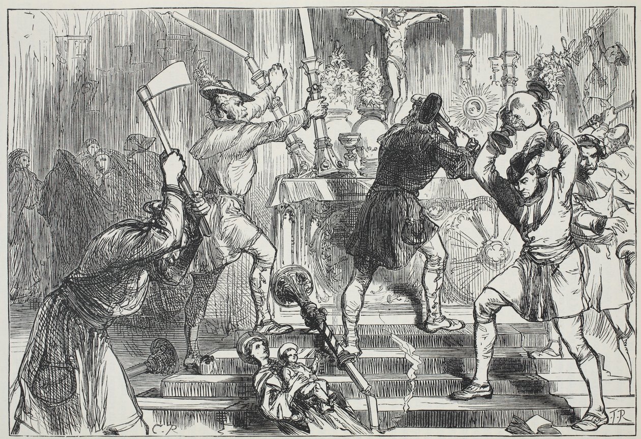 The Iconoclasts destroying the images and altar decorations of a Roman ...