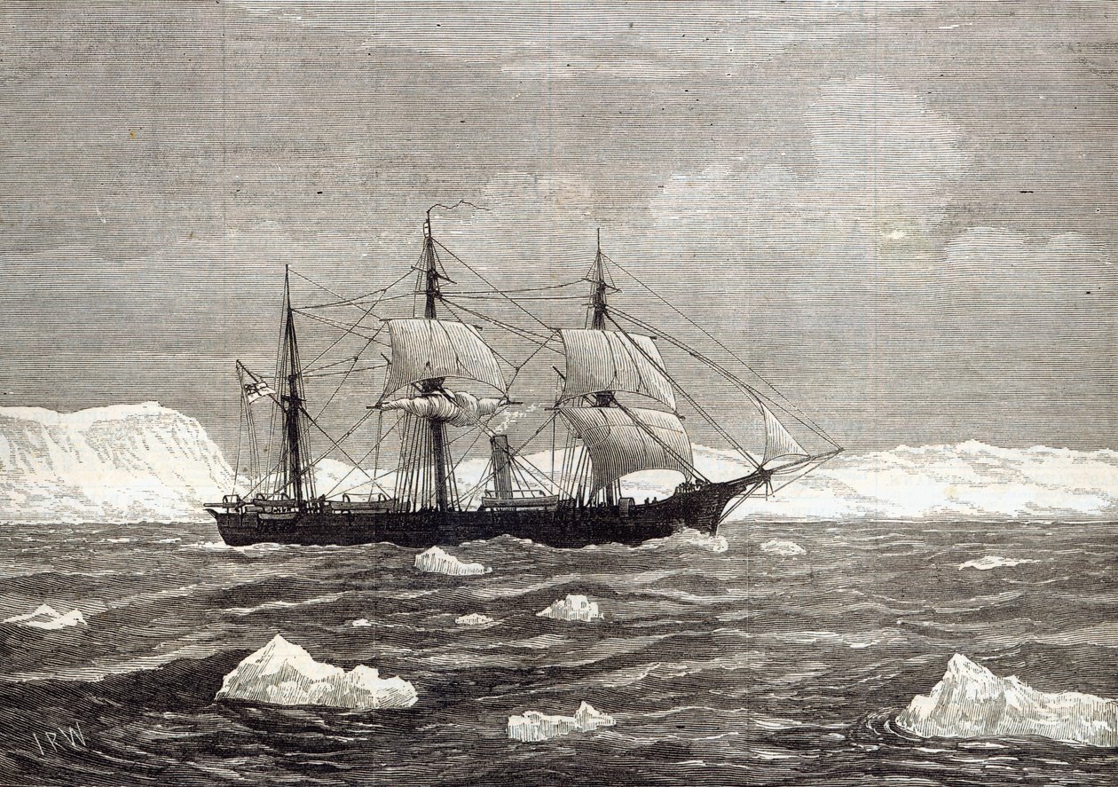 The North Pole Expedition: The Alert hoisting colours in honour of ...