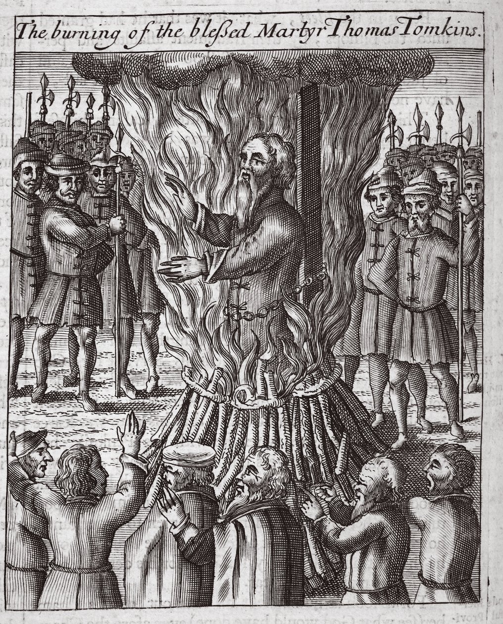 The Burning of the Blessed Martyr Thomas Tomkins, Illustration from ...