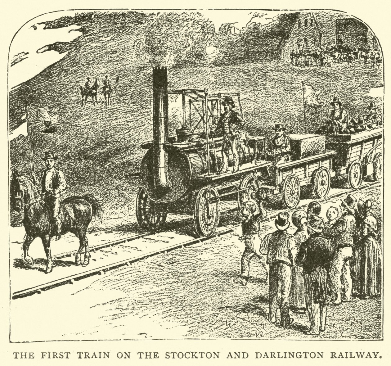 The first train on the Stockton and Darlington Railway