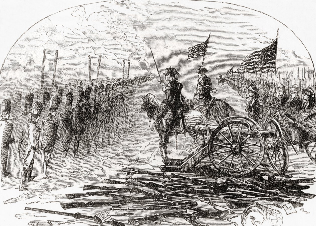 The surrender of General Burgoyne after the Second Battle of Saratoga
