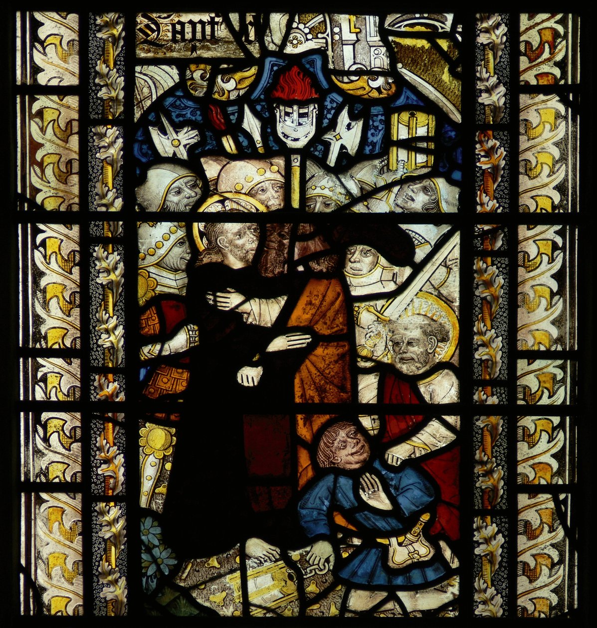 Window depicting Judas' betrayal by English School