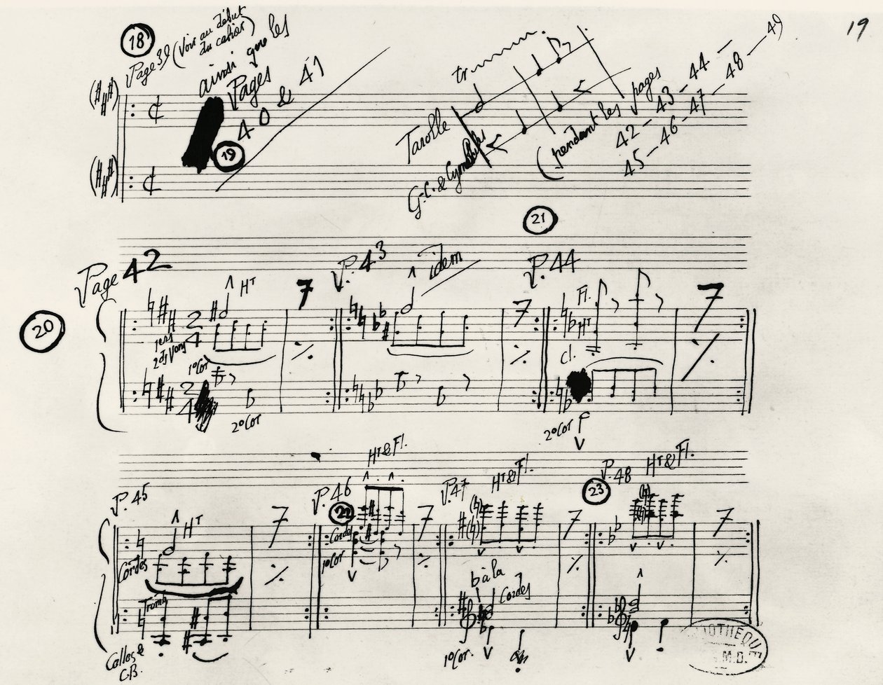 Handwritten manuscript of Parade by Erik Satie