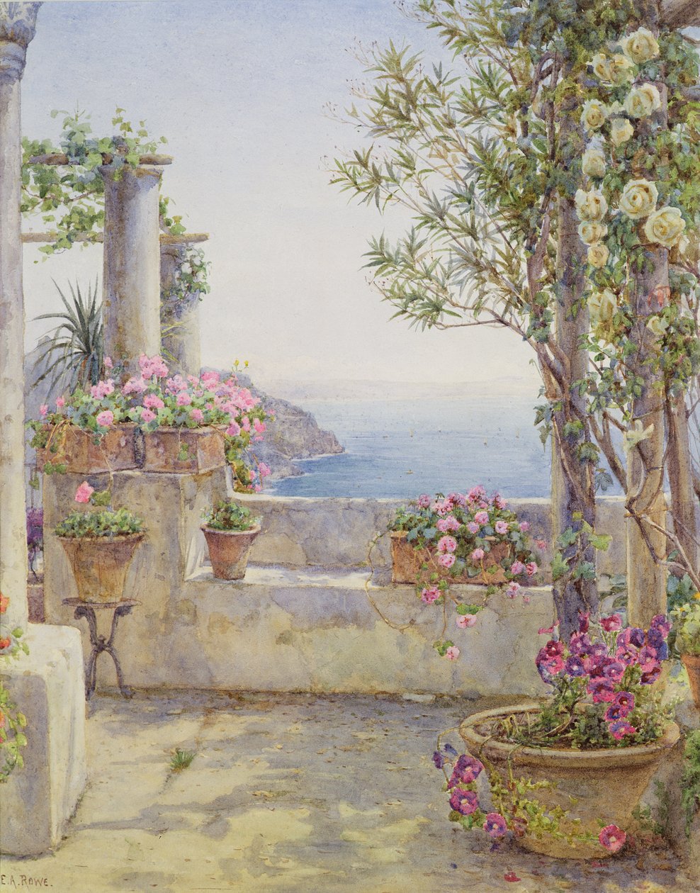 An Italian Balcony by Ernest Arthur Rowe: Fine art print