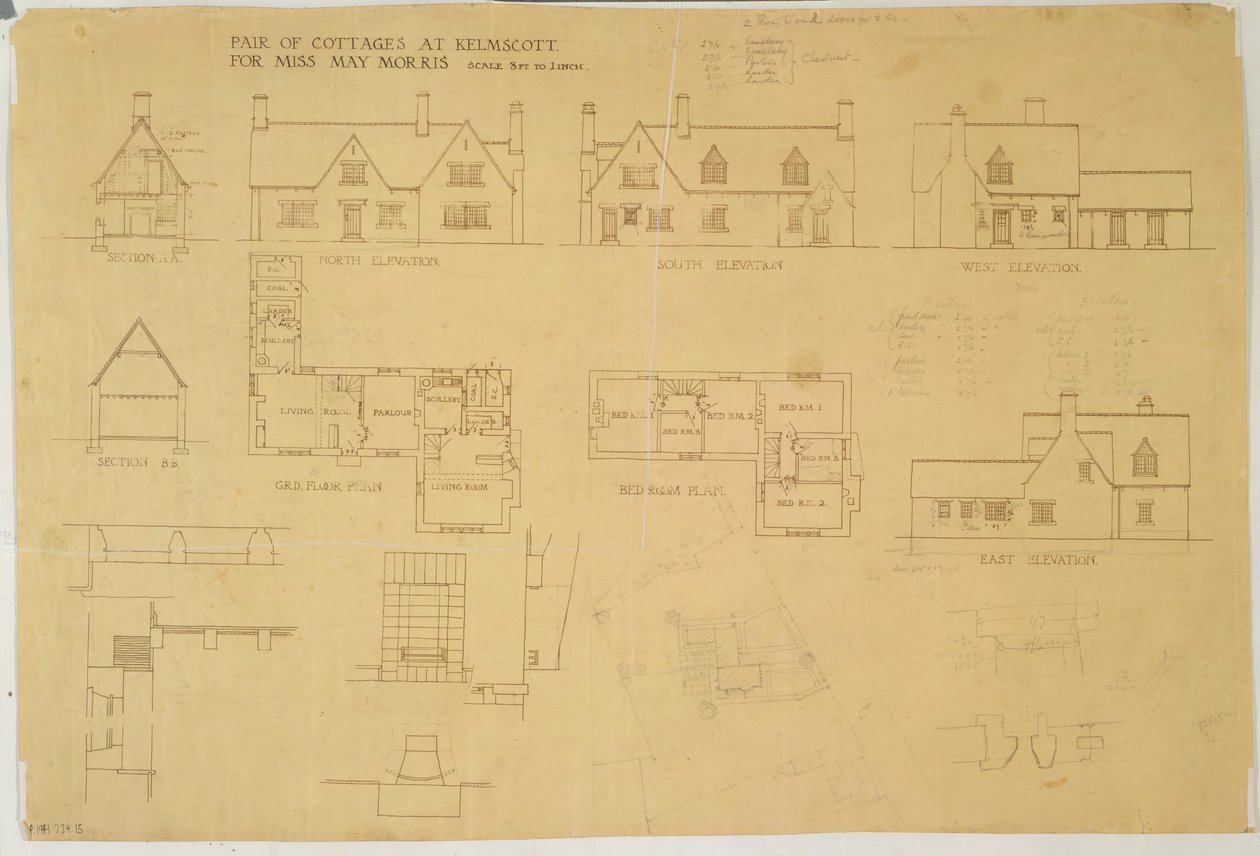 Pair of Cottages at Kelmscott for Miss May Morris, c.1915