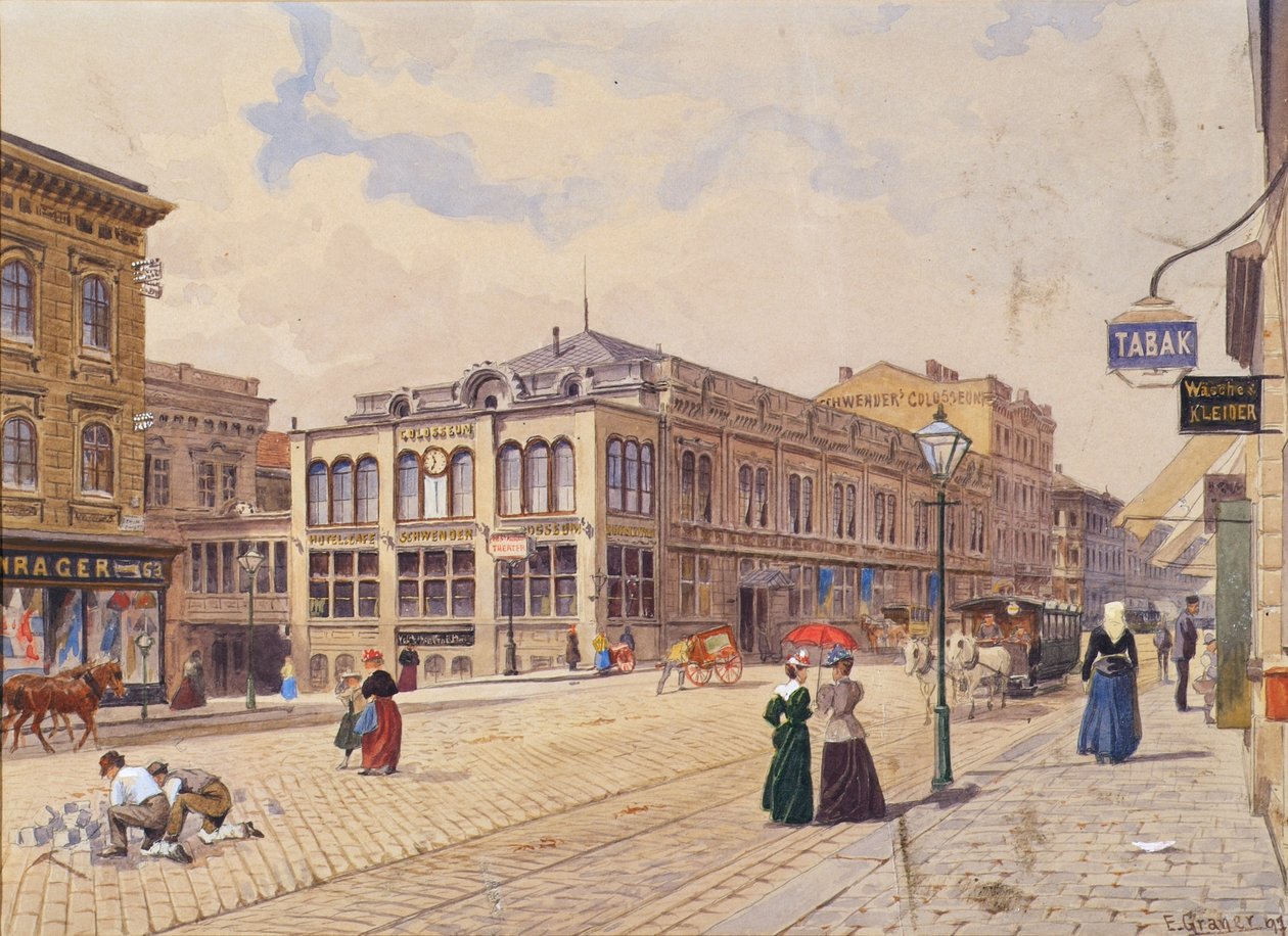 Schwendergasse in Vienna with Schwender's Colosseum