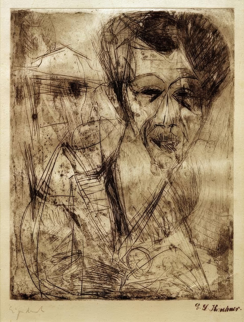 Self-Portrait (drawing) by Ernst Ludwig Kirchner