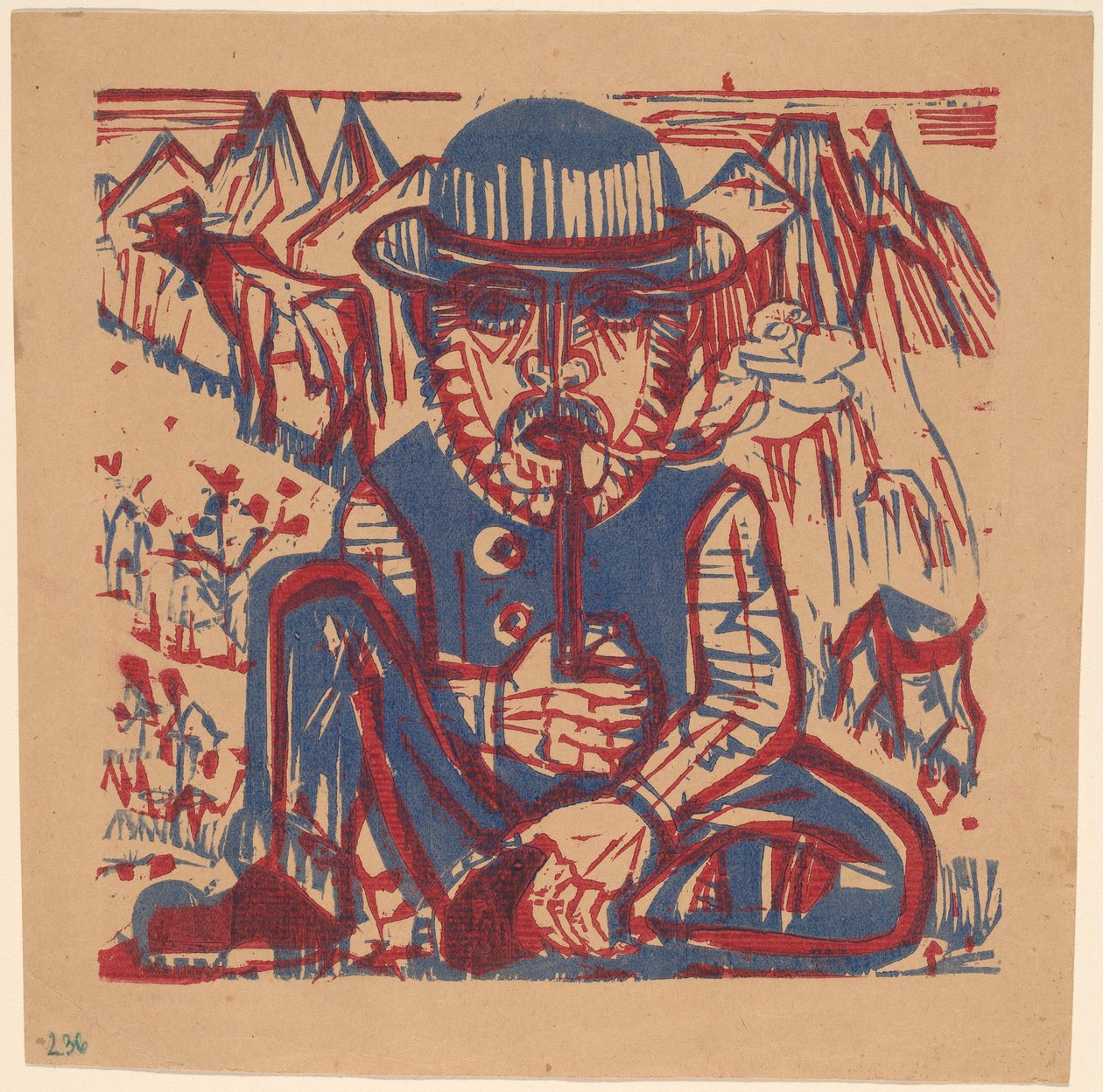 Smoking Peasant by Ernst Ludwig Kirchner: Fine art print