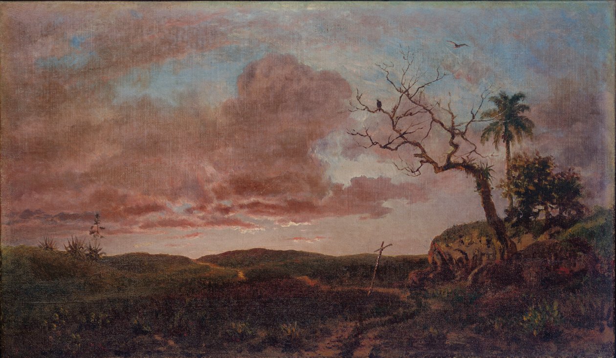 The cross on the road by Esteban Chartrand: Fine art print