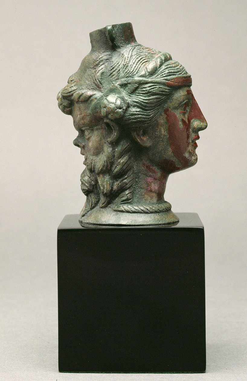 Bronze balsamarium in the form of a satyr and maenad, Etruscan