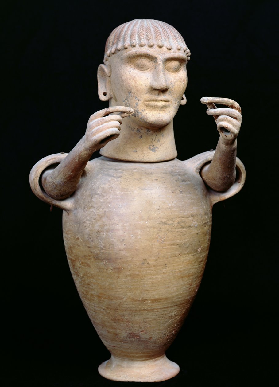 Canopic jar with moveable arms by Etruscan: Fine art print