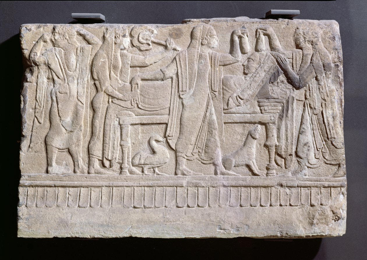 Funerary Monument Depicting Mourners Surrounding the Laying-Out of a ...