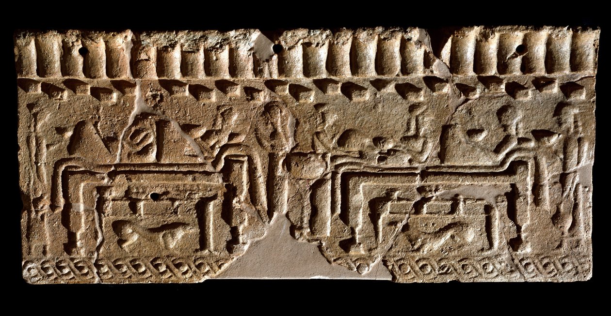 Terracotta frieze adorned with a banquet scene, 580 BC