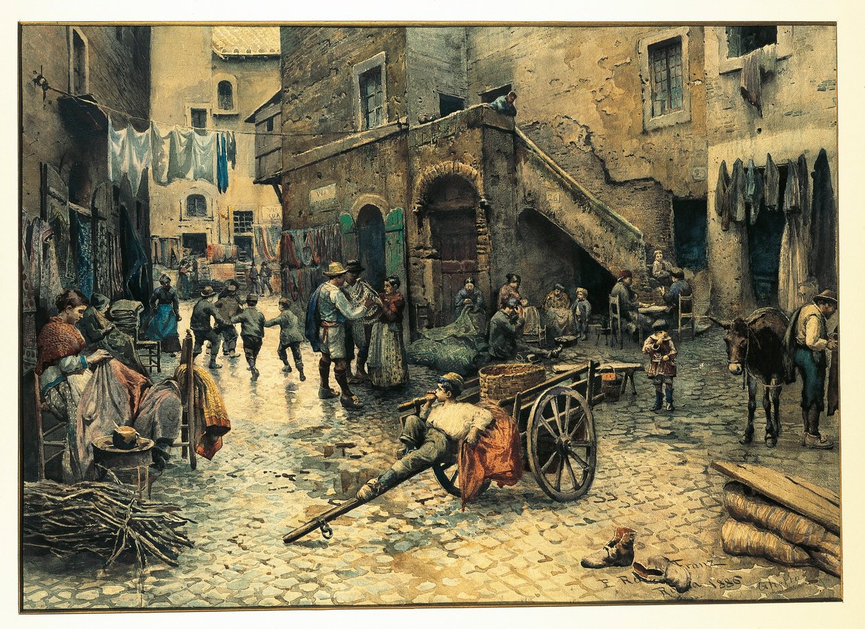 Street Life on Via Capocciuto in (Jewish) Ghetto in Rome
