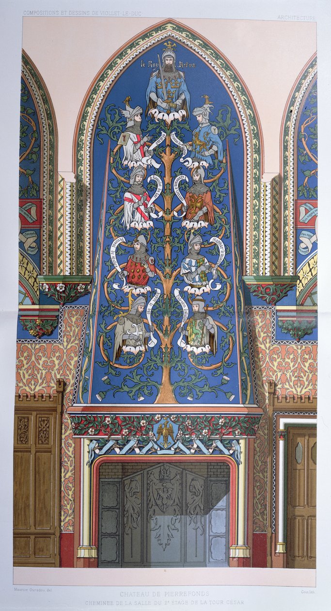 Decorative scheme with King Arthur and the Knights of the Round table ...