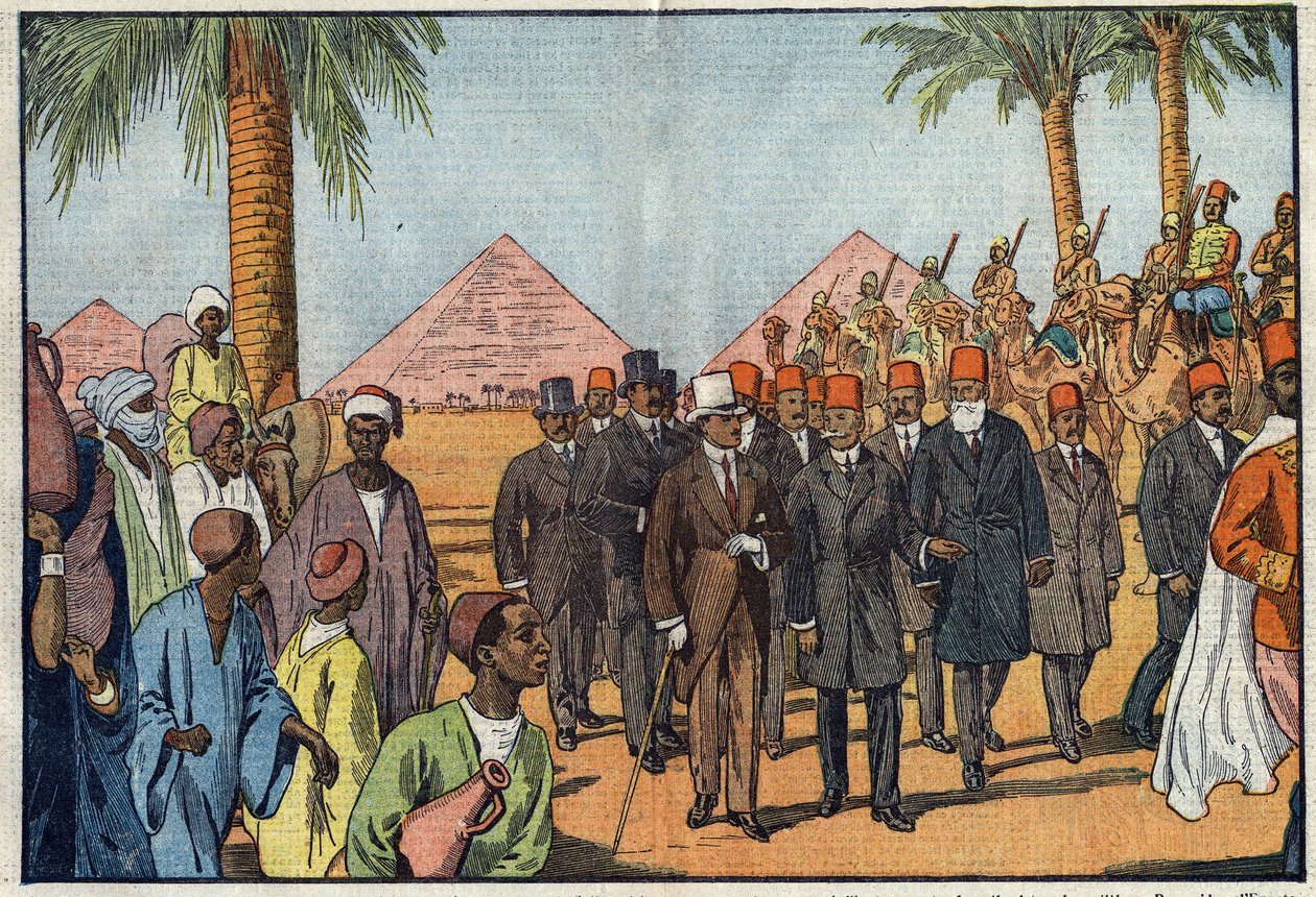 King Amanullah of Afghanistan visits the Pyramids of Egypt, accompanied ...