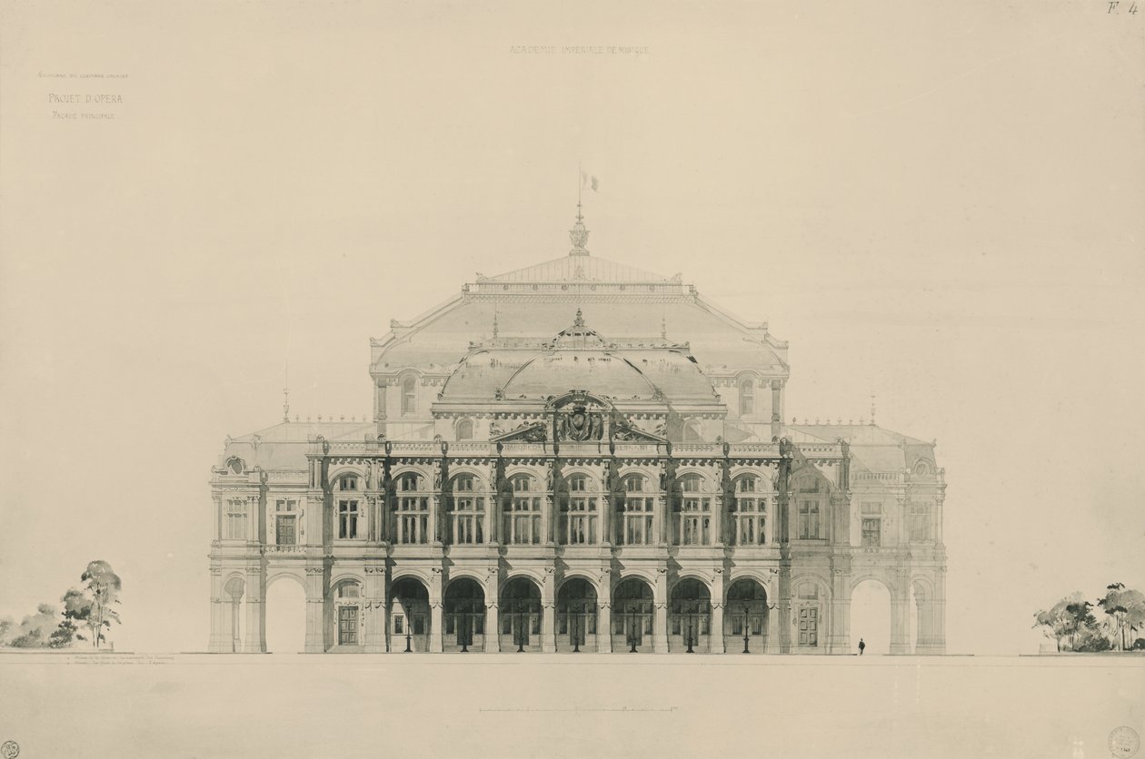Designs Submitted by Viollet le Duc for Construction of New Opera House ...