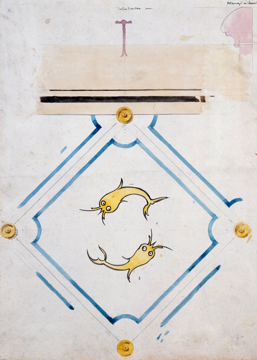 Motifs for a bathroom tile, Chateau d'Eu, by Eugene Emmanuel Viollet-Le ...