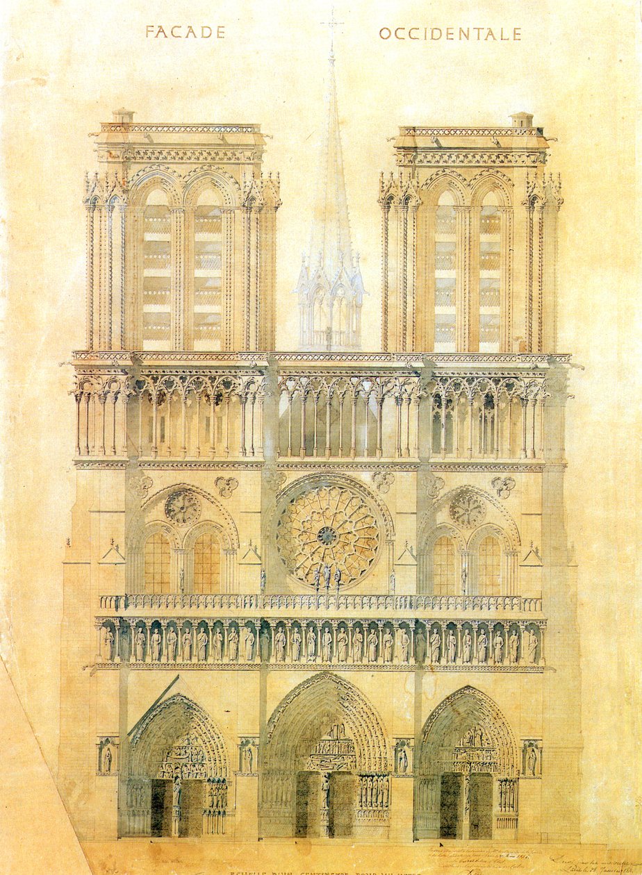 Project for restoration of west facade of Notre Dame cathedral in Paris ...