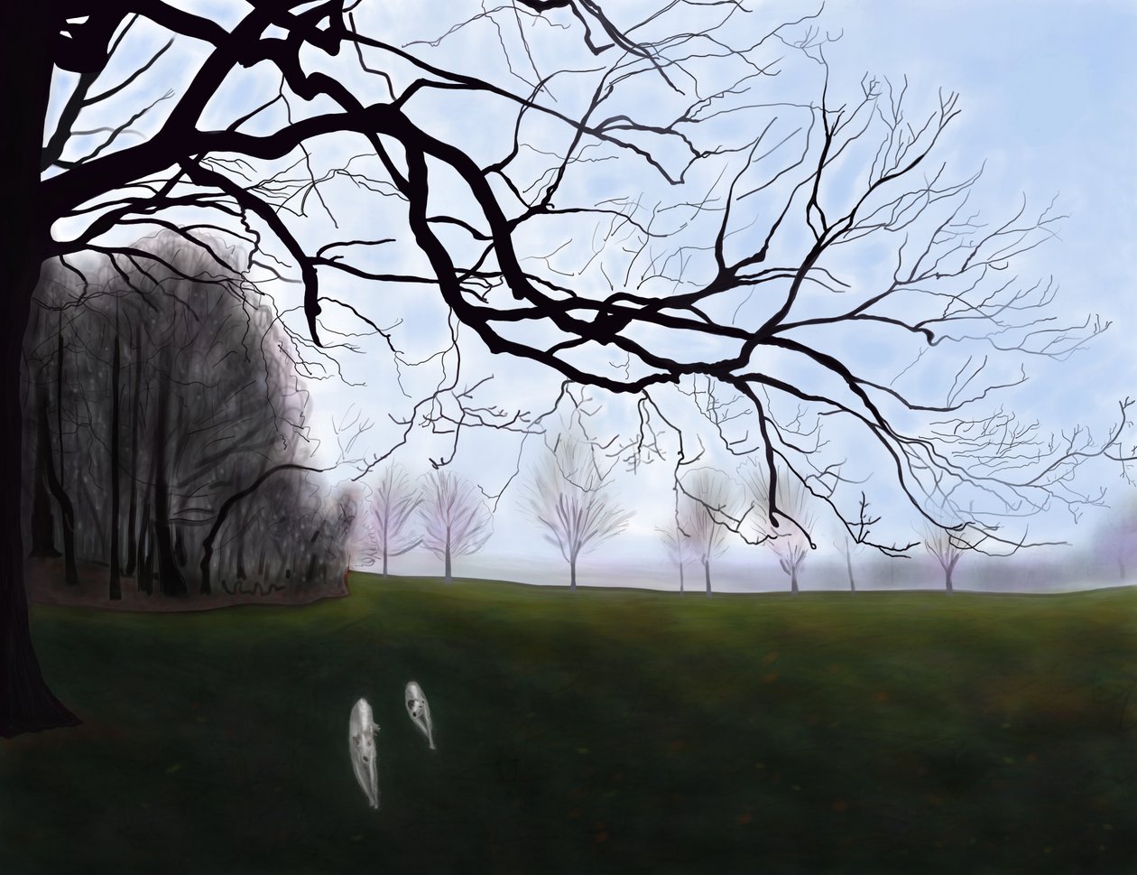 Penny and Minnie Running In Park, Brooklyn by Evan Sklar