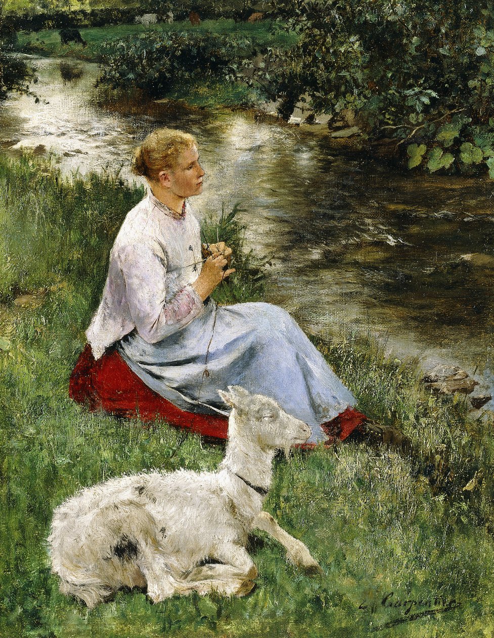 The Young Shepherdess by Evariste Carpentier: Fine art print