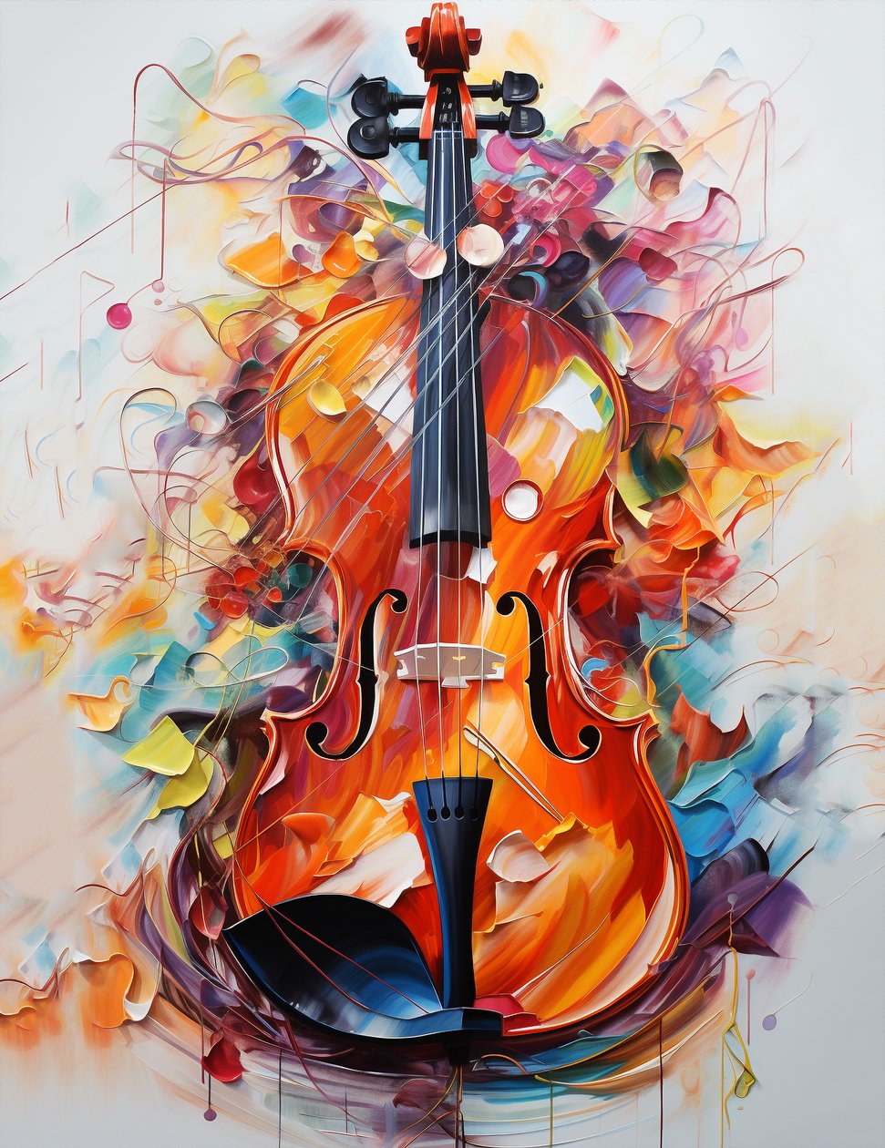 Beautiful Violin Painting by F. Abderrahim: Fine art print