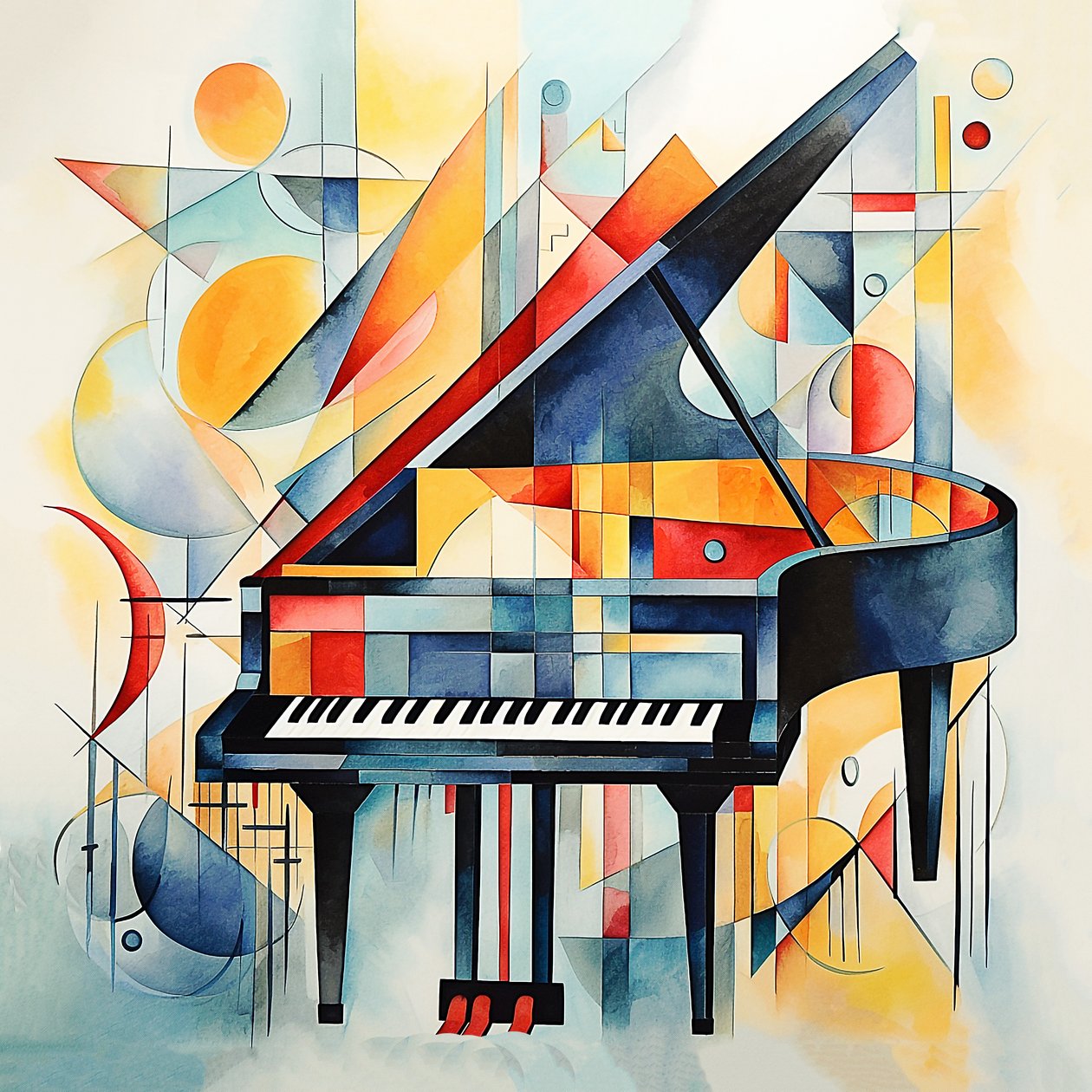 Kandinsky Abstract Style, Abstract Piano Keys, Hall & Living Room Wall Decoration