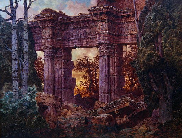 Roman Ruin at Twilight by Ferdinand Knab: Fine art print